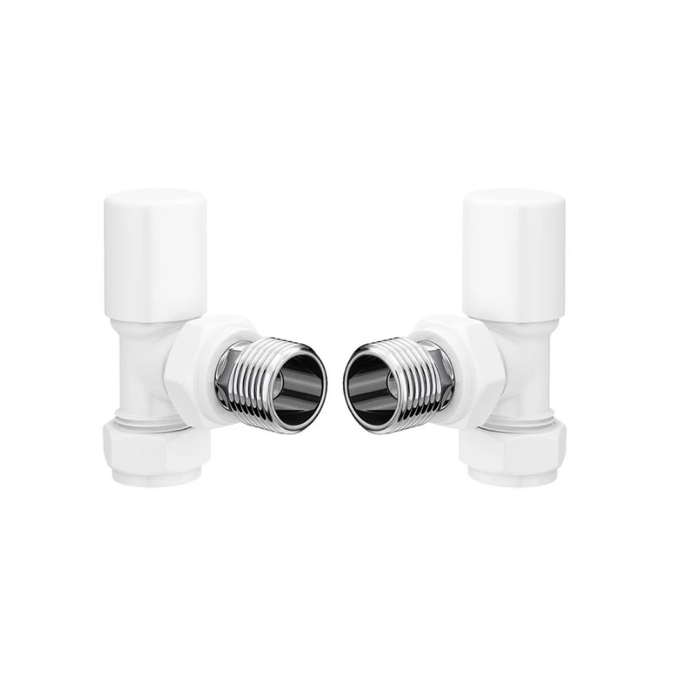 Velaro White Angled Round Radiator Valves | Sanctuary