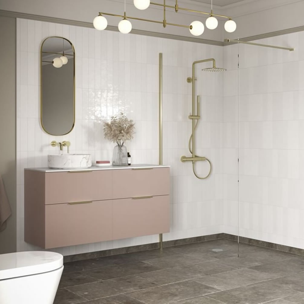 Apex 1200mm Brushed Brass 8mm Wetroom Screen | Sanctuary