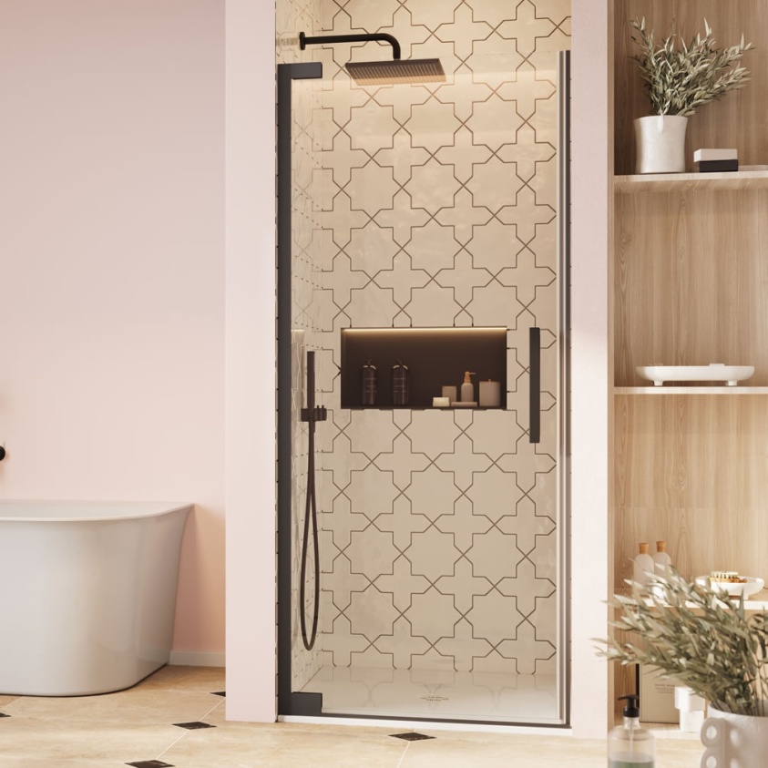 Crosswater Asura 8 Black 900 Hinged Door | Sanctuary