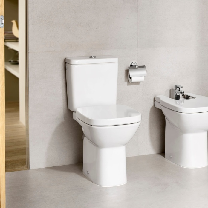 Roca Debba Square Rimless Close Coupled Open Back Toilet