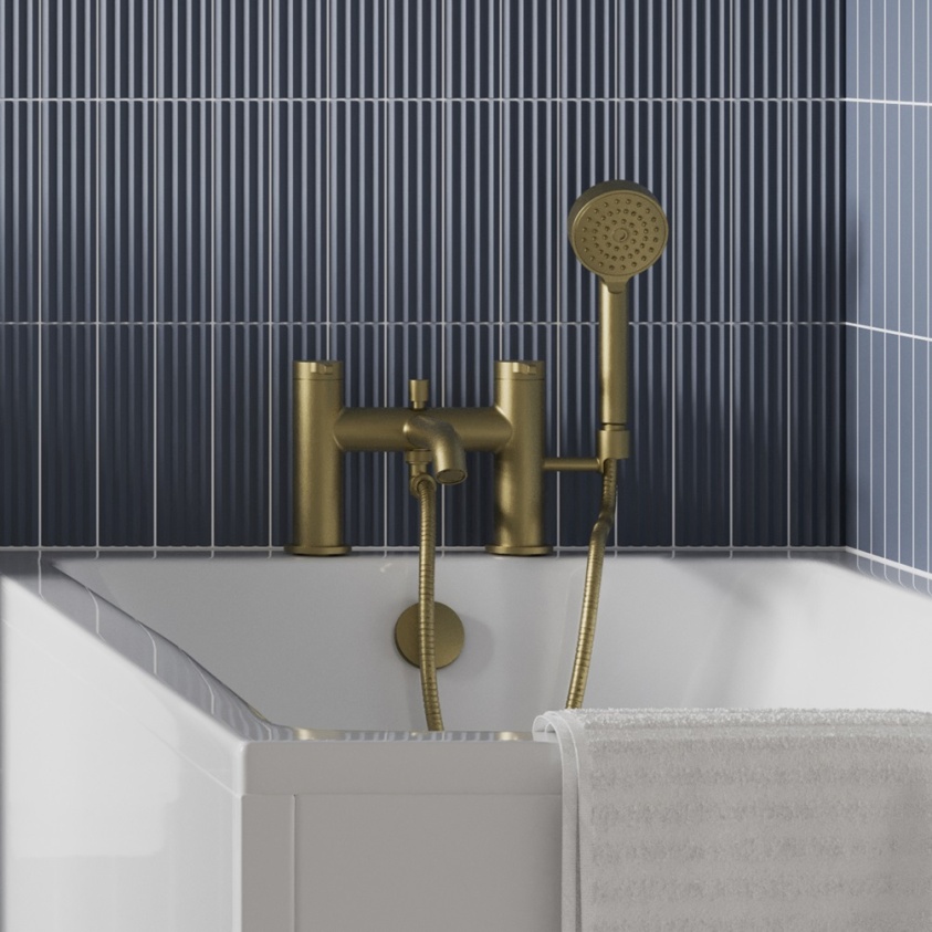 Britton Hoxton 2.0 Brushed Brass Bath Shower Mixer | Sanctuary