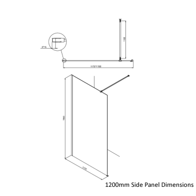 Crosswater Design 8 Black Hinged Shower Door & Inline | Sanctuary Bathrooms