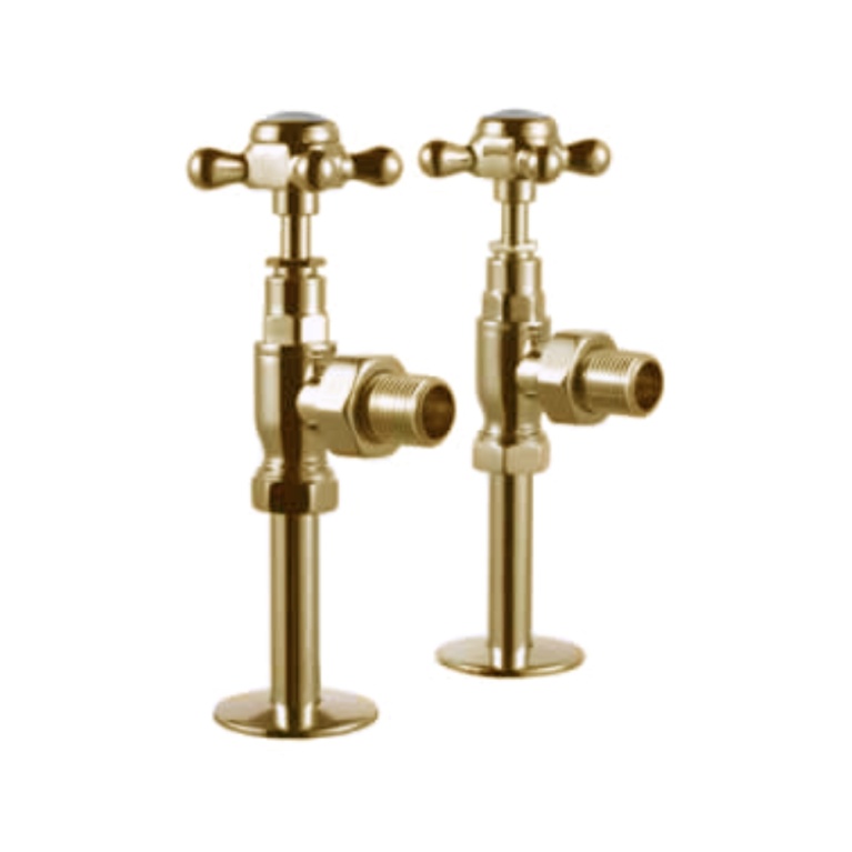 Burlington Gold Angled Radiator Valves | Sanctuary Bathrooms
