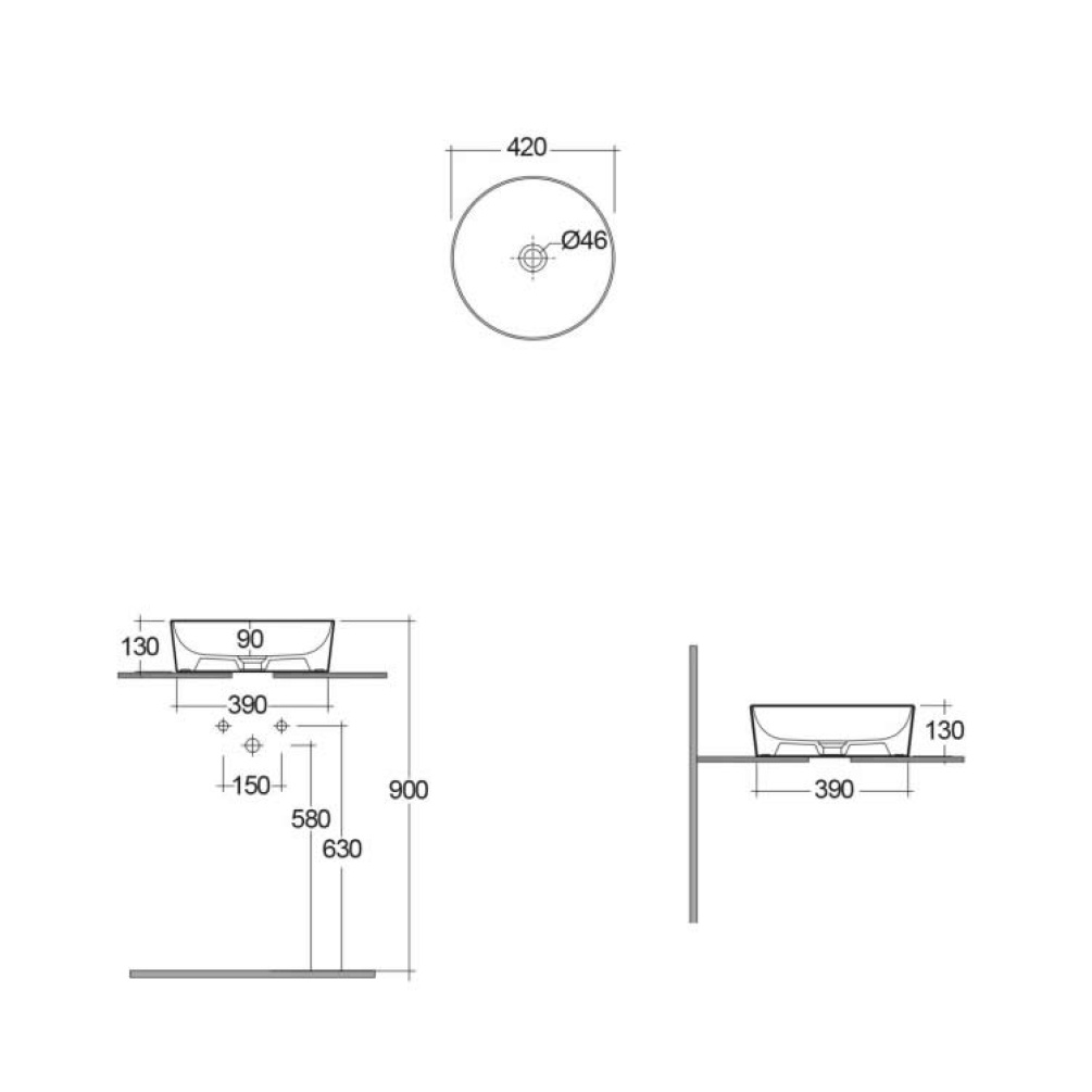 RAK Feeling Matt Black 420mm Round Countertop Basin | Sanctuary Bathrooms