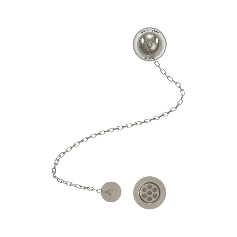 Burlington Brushed Nickel Bath Plug & Chain Waste | Sanctuary Bathroom