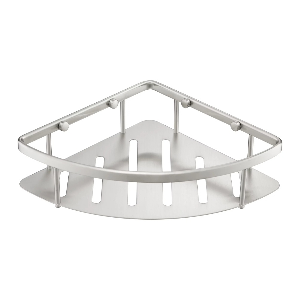 JTP Inox Brushed Stainless Steel Corner Basket | Sanctuary Bathrooms