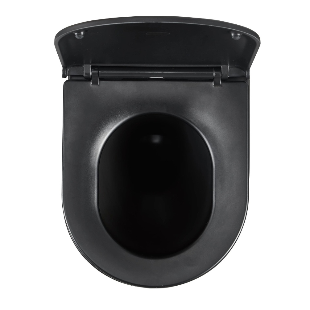 JTP Wortex Matt Black Wall Hung Rimless Toilet & Seat