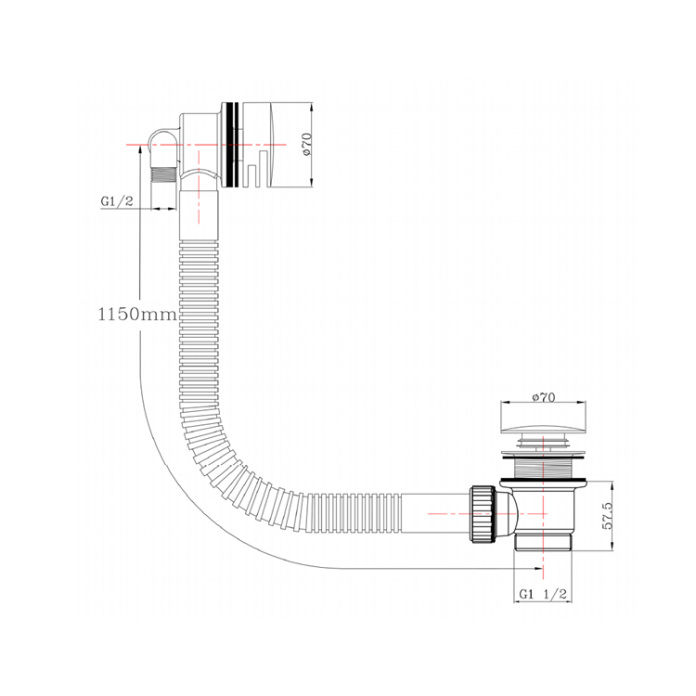 JTP Chrome Exofil Slim Overflow Bath Filler w/ Click Clack Waste ...