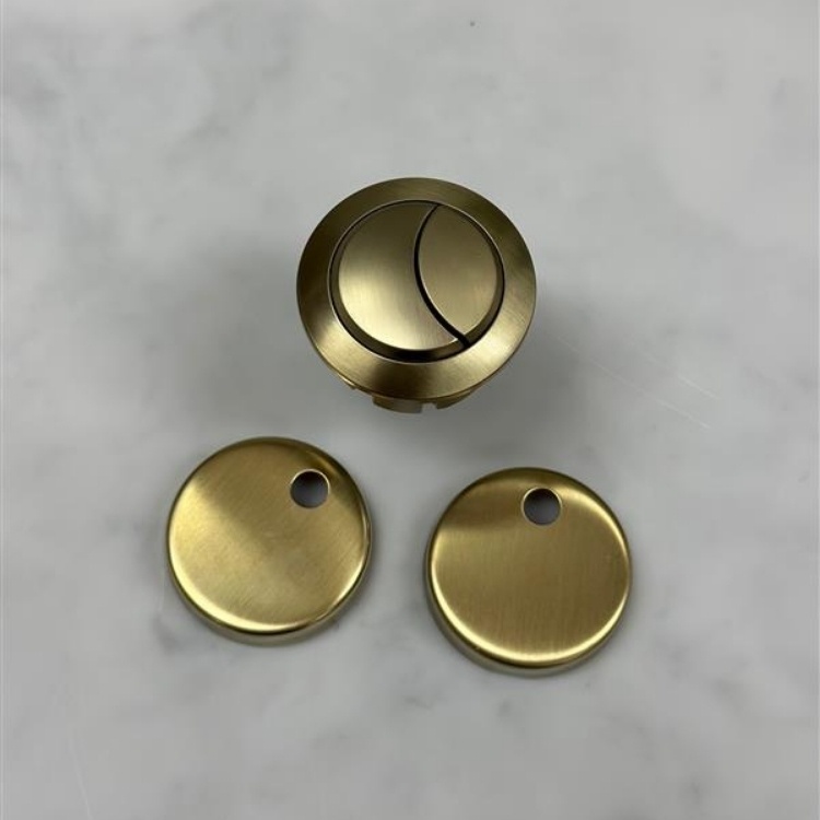 Apex Brushed Brass Push Button & Caps | Sanctuary Bathrooms