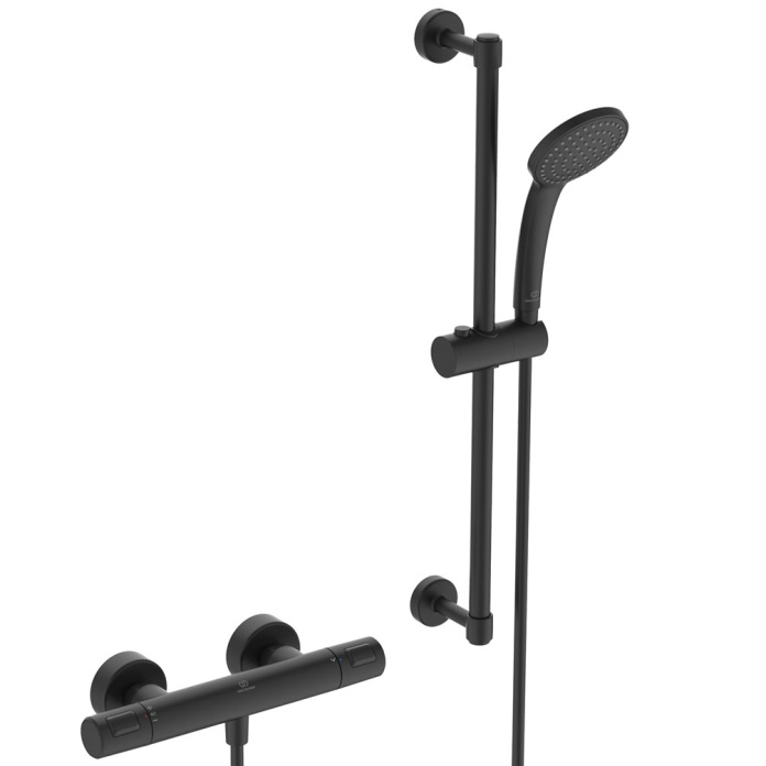 Ideal Standard Ceratherm T25 Black Riser Rail Kit | Sanctuary Bathrooms