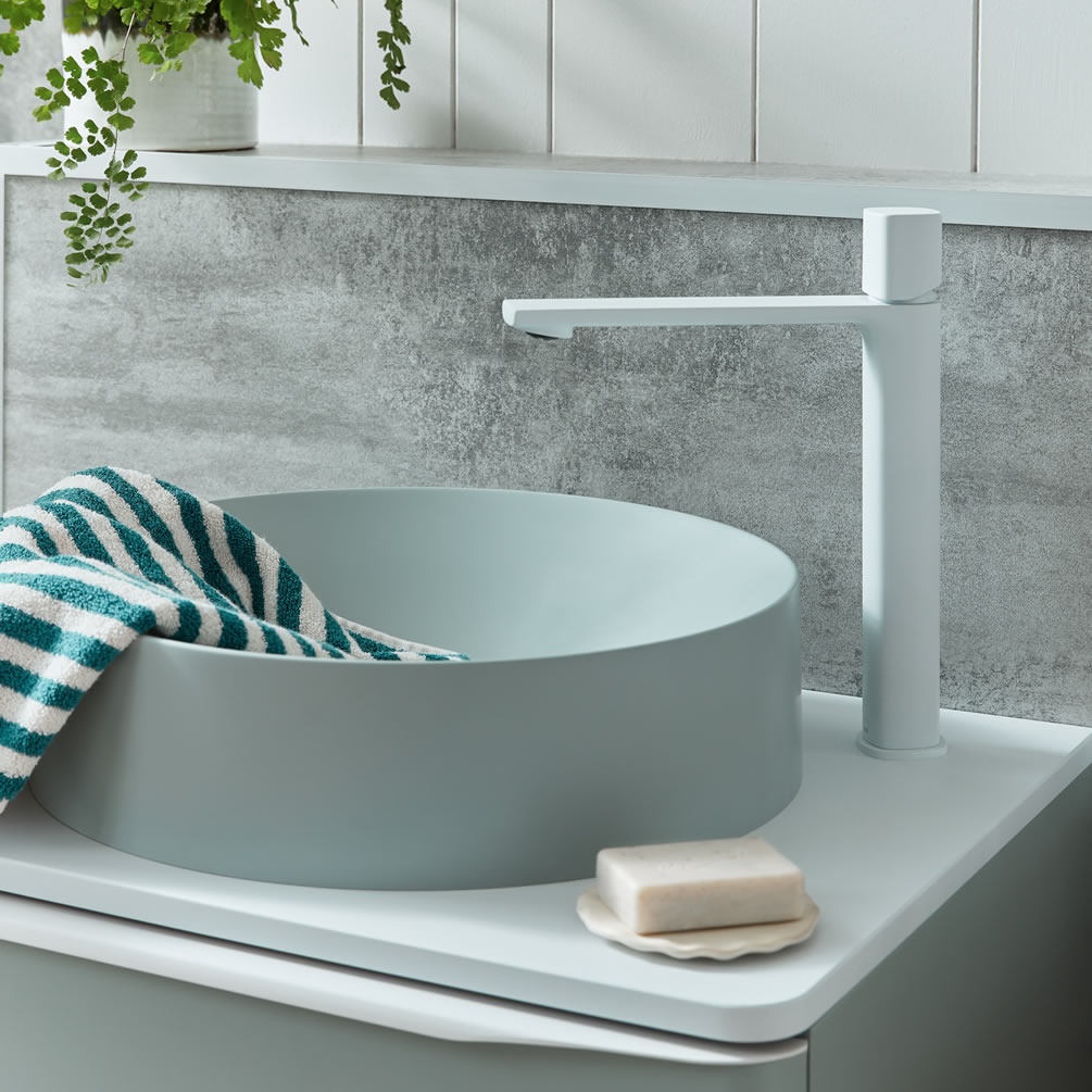 Vado Cameo Leverless Matt White Extended Mono Basin Mixer | Sanctuary ...