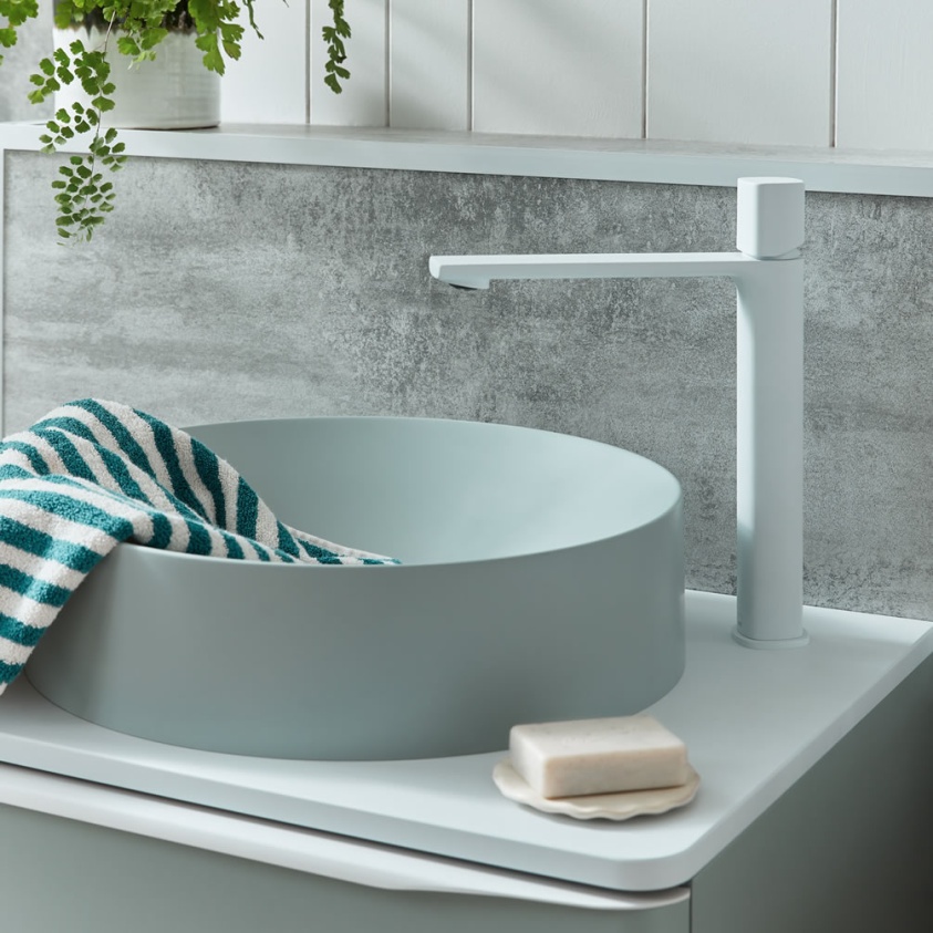 Vado Cameo Leverless Matt White Extended Mono Basin Mixer | Sanctuary ...