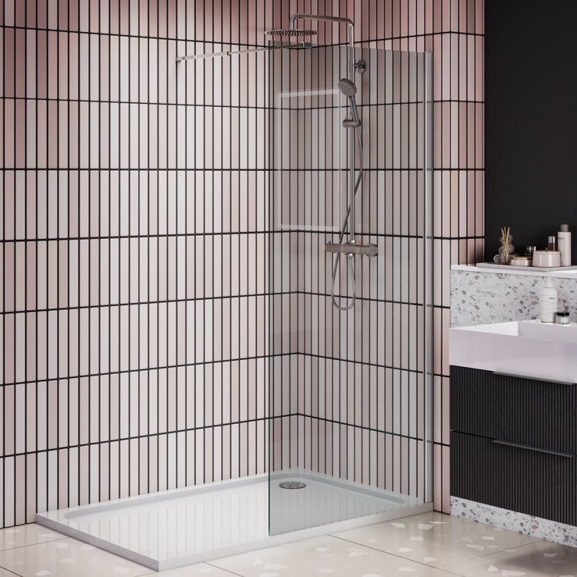 1500 x 800 1 Panel Walk In Shower Enclosure + Tray | Sanctuary