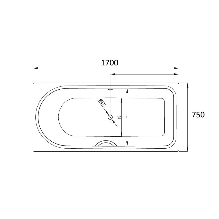 Bette Ocean 1700 x 750 Single Ended Shower Bath | Sanctuary Bathrooms