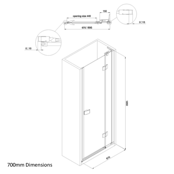 Crosswater Design 8 Hinged Door & Inline Panel | Sanctuary