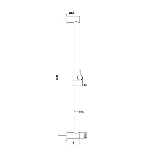 JTP Inox Brushed Stainless Steel 600 Slide Rail | Sanctuary Bathrooms