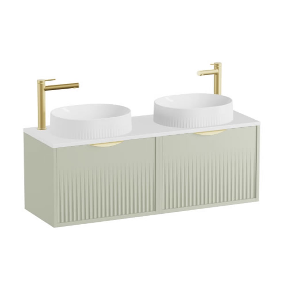 Vado Safari Fluted 1200mm Sage Green Wall Hung Vanity Unit & Worktop
