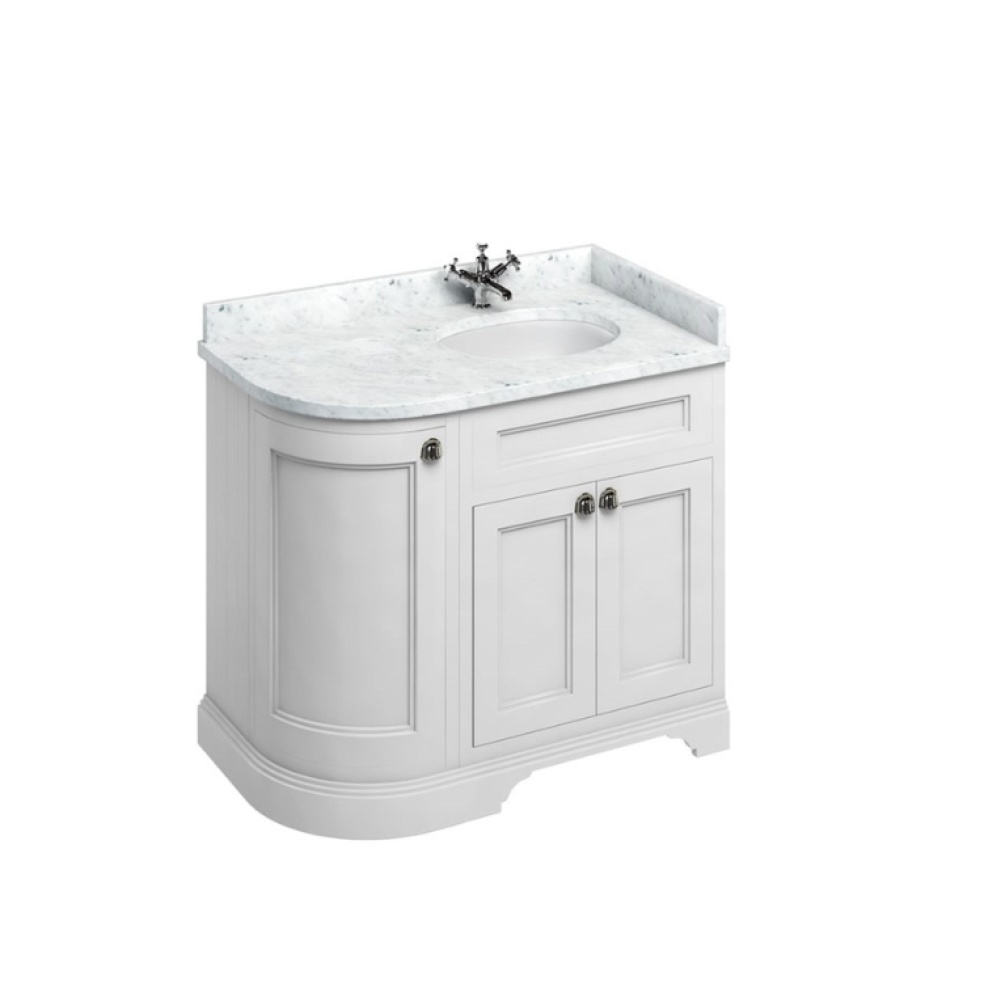Burlington Minerva 980mm Right Curved Worktop & White Unit