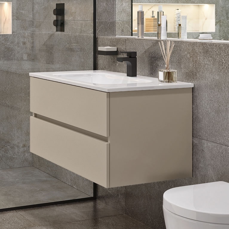 V&B Arto Sand Grey 800mm Basin Vanity Unit | Sanctuary Bathrooms