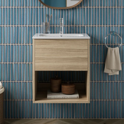Britton Cherry Wood 500mm Wall Hung Vanity Unit & Basin
