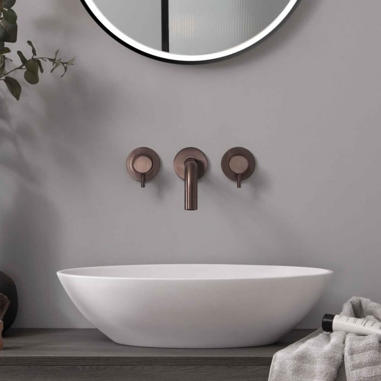 JTP Vos Brushed Bronze Wall-Mounted Basin Tap | Sanctuary Bathrooms
