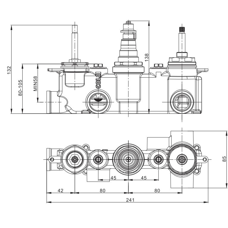 Crosswater MPRO Slate 3 Outlet 3 Control Landscape Shower Valve ...