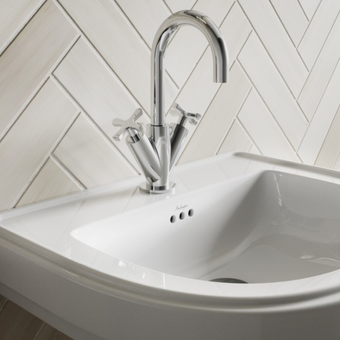 Burlington Riviera D Shaped Basin & Semi Pedestal | Sanctuary