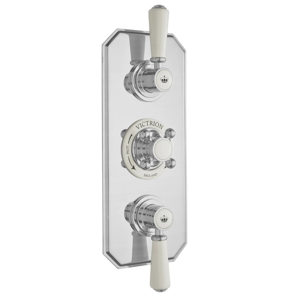 BC Sanitan Brushed Chrome 2 Outlet 3 Handle Valve
