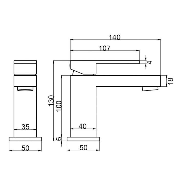 Abacus Plan Matt Black Mini Mono Basin Mixer | Sanctuary Bathrooms