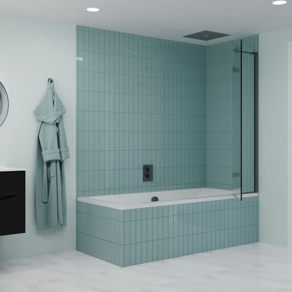 Crosswater Optix 10 Slate 180° Hinged Bath Screen | Sanctuary Bathrooms