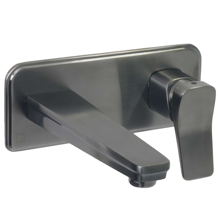JTP Hix Brushed Black Wall-Mounted Basin Tap | Sanctuary Bathrooms