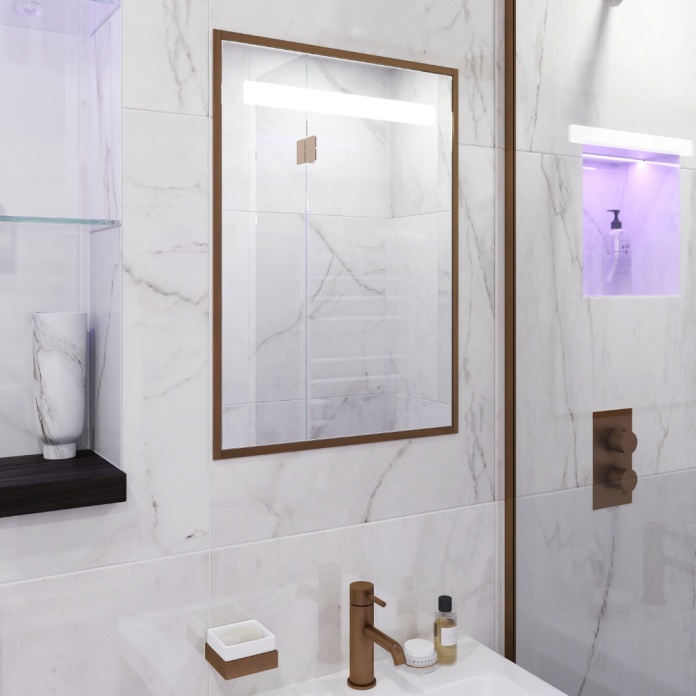 Abacus Line Brushed Bronze Framed 800 x 500 LED Mirror | Sanctuary