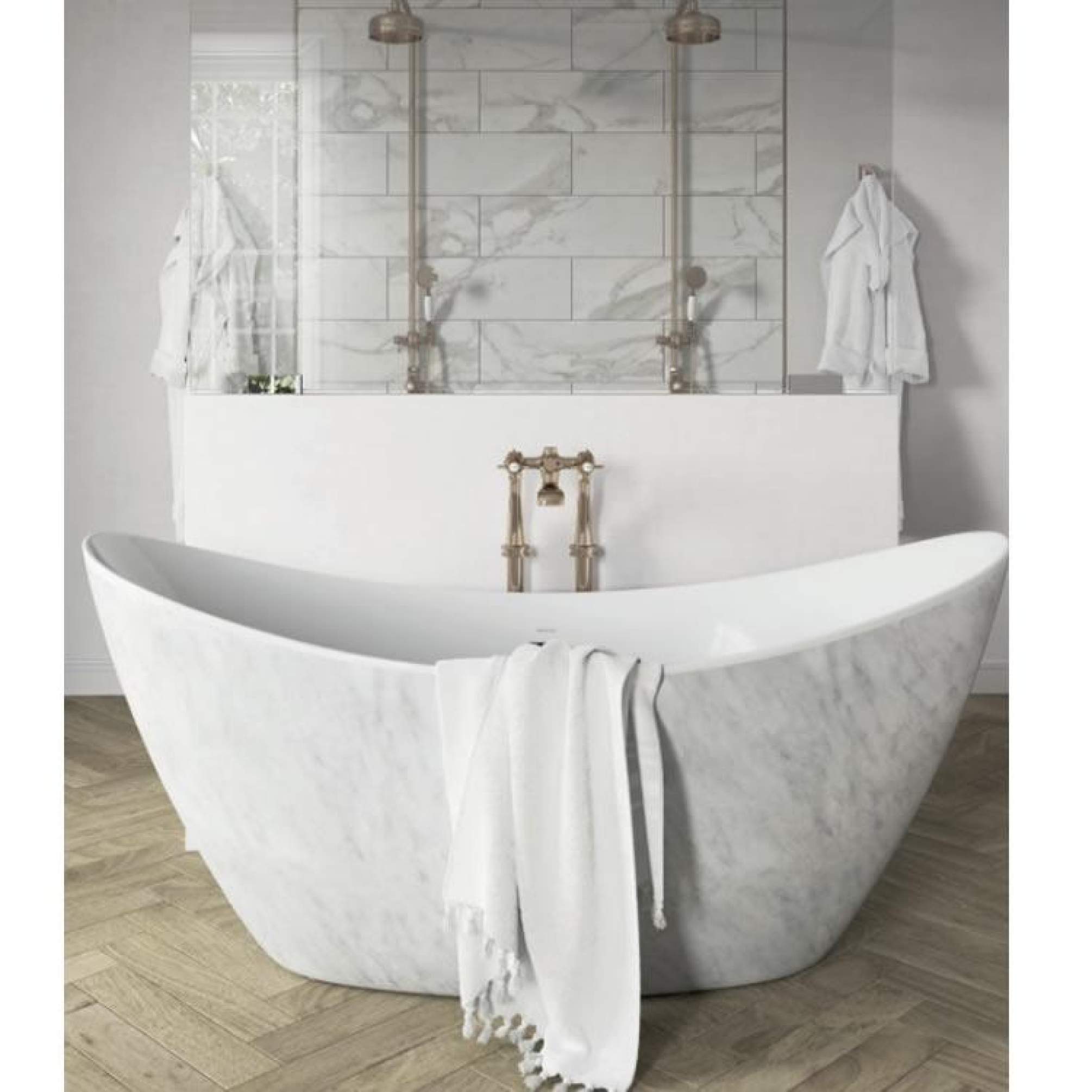Heritage Wenlock Marble Effect DE Freestanding Bath