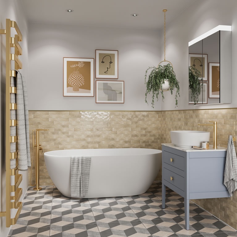 Crosswater Air Brushed Brass Towel Warmer | Sanctuary Bathrooms