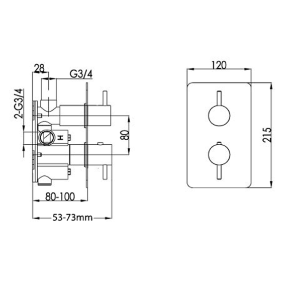 JTP Inox Brushed Stainless Steel Triple Outlet Valve | Sanctuary Bathrooms