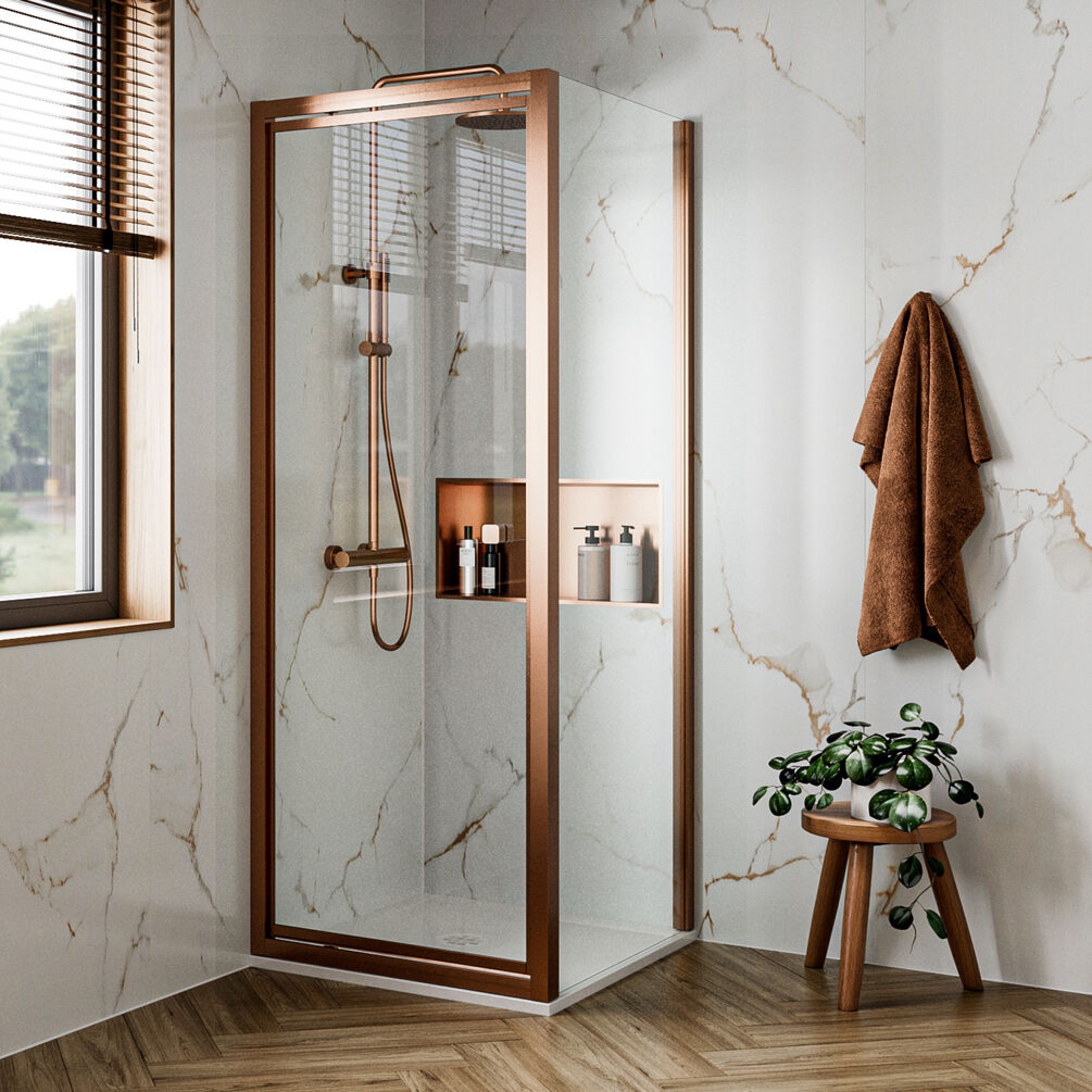 Crosswater Clear 6 Bronze 900 Pivot Shower Door | Sanctuary