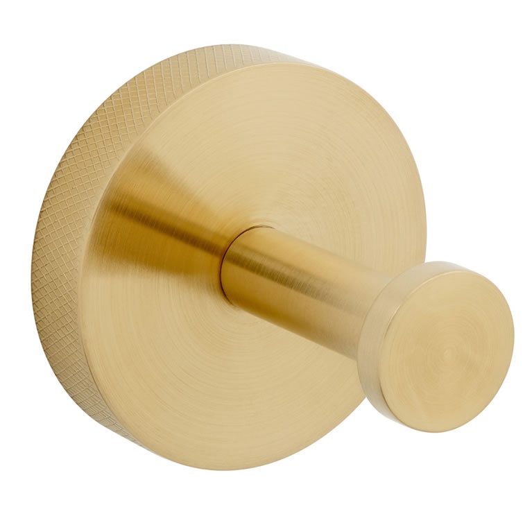 Vado Individual Knurled Brushed Gold Robe Hook | Sanctuary Bathrooms