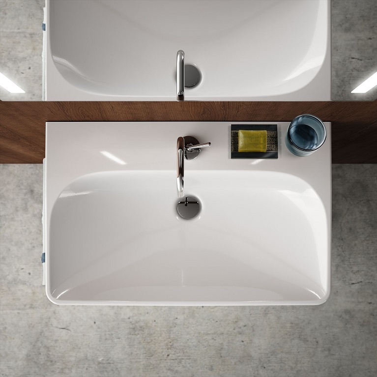 Geberit Smyle Square 600mm Hickory Unit & Basin | Sanctuary Bathrooms