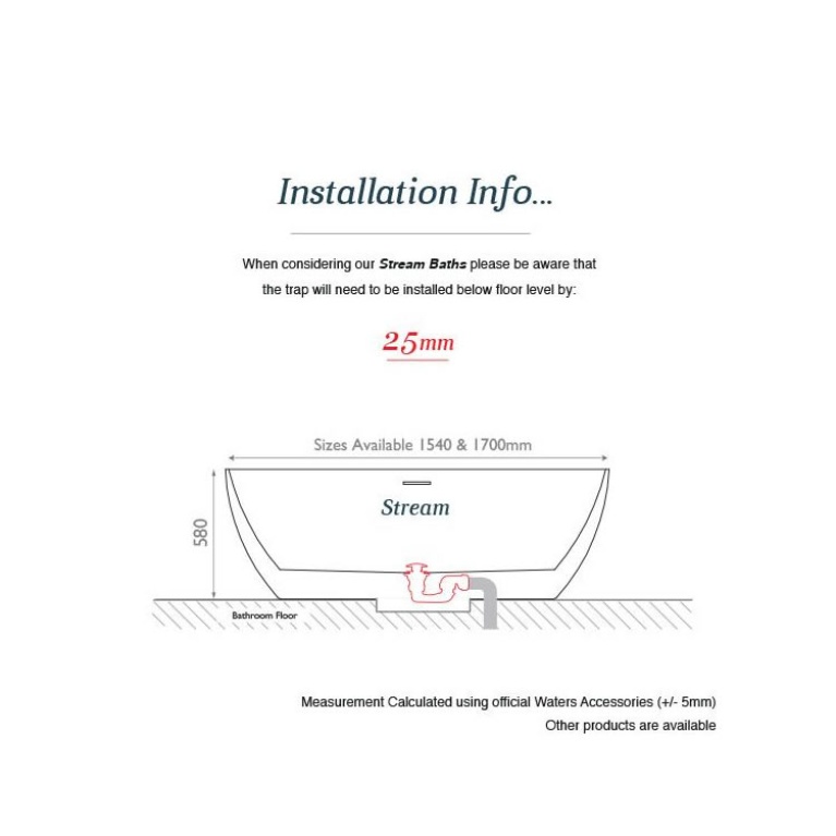 Waters I-Line Stream 1700mm Freestanding Bath | Sanctuary Bathrooms