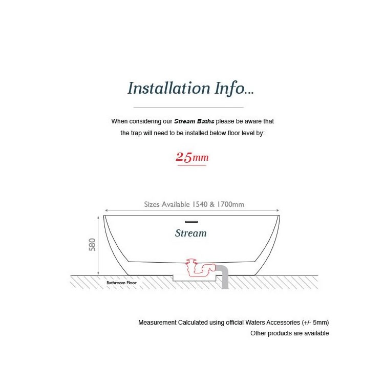 Waters I-Line Stream 1700mm Freestanding Bath | Sanctuary Bathrooms