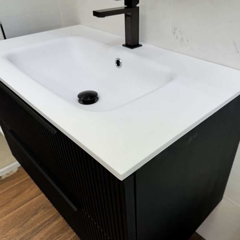 Marlow 600 Black Ash Wall Hung Basin Unit | Sanctuary Bathrooms