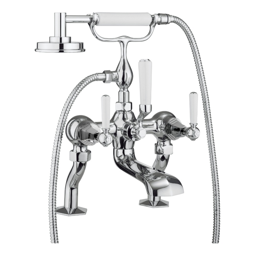 Crosswater Waldorf Chrome White Lever Bath Shower Mixer