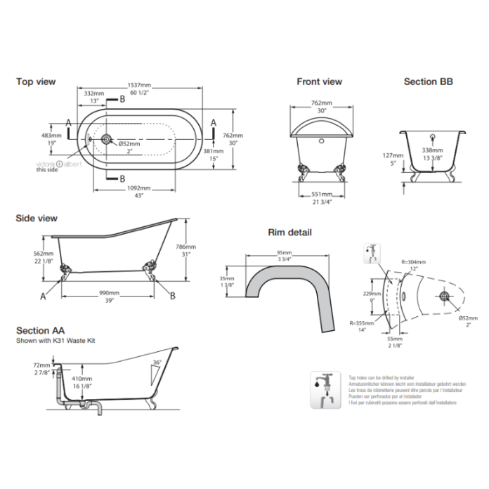 Victoria + Albert Shropshire Freestanding Bath | Sanctuary Bathrooms