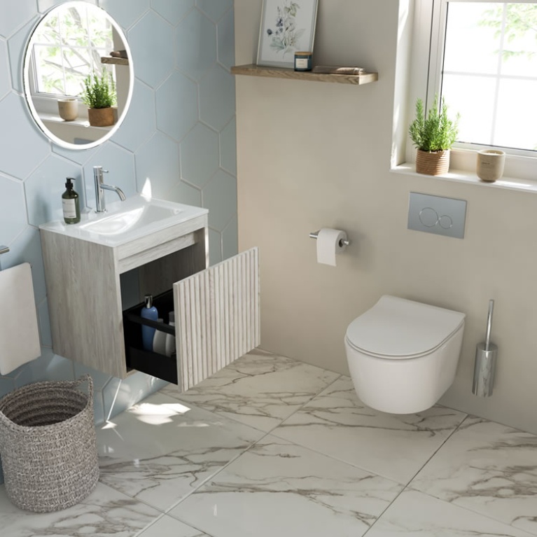 Crosswater Flute Nordic Oak Wall-Hung Vanity Unit | Sanctuary Bathrooms