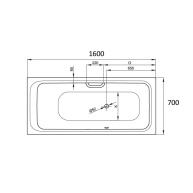 Bette Select 1600 x 700mm Double Ended Bath & Side Overflow