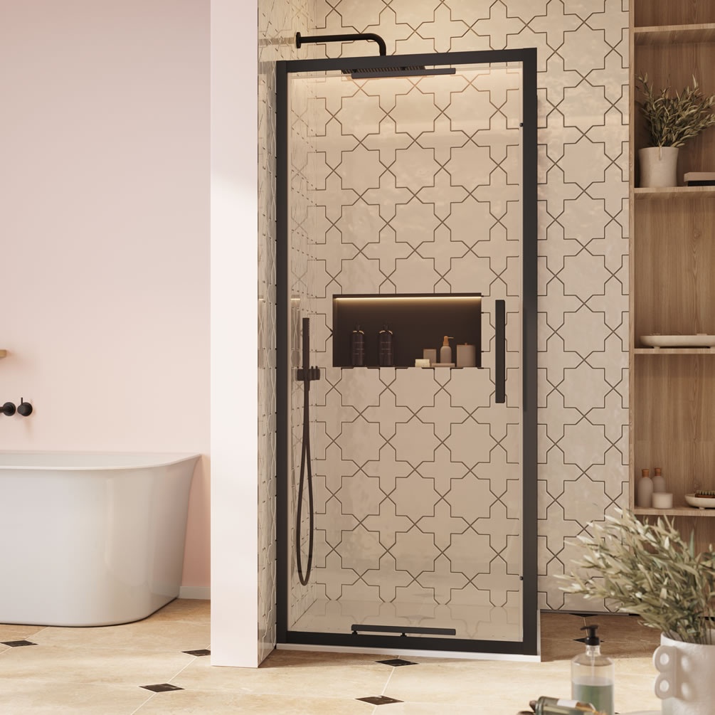 Crosswater Asura 8 Black 1000 Infold Shower Door | Sanctuary