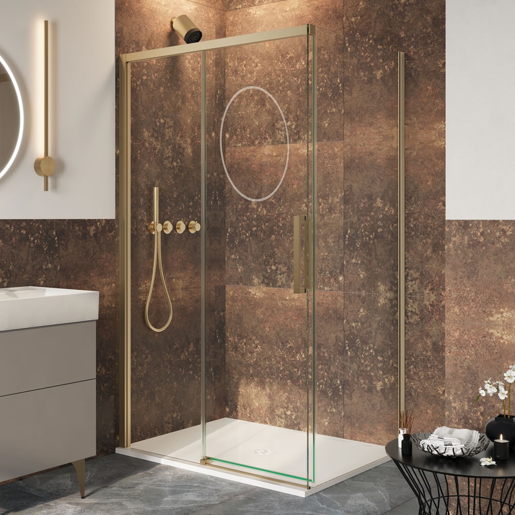 Crosswater Asura Brass 1100 Sliding Shower Door | Sanctuary