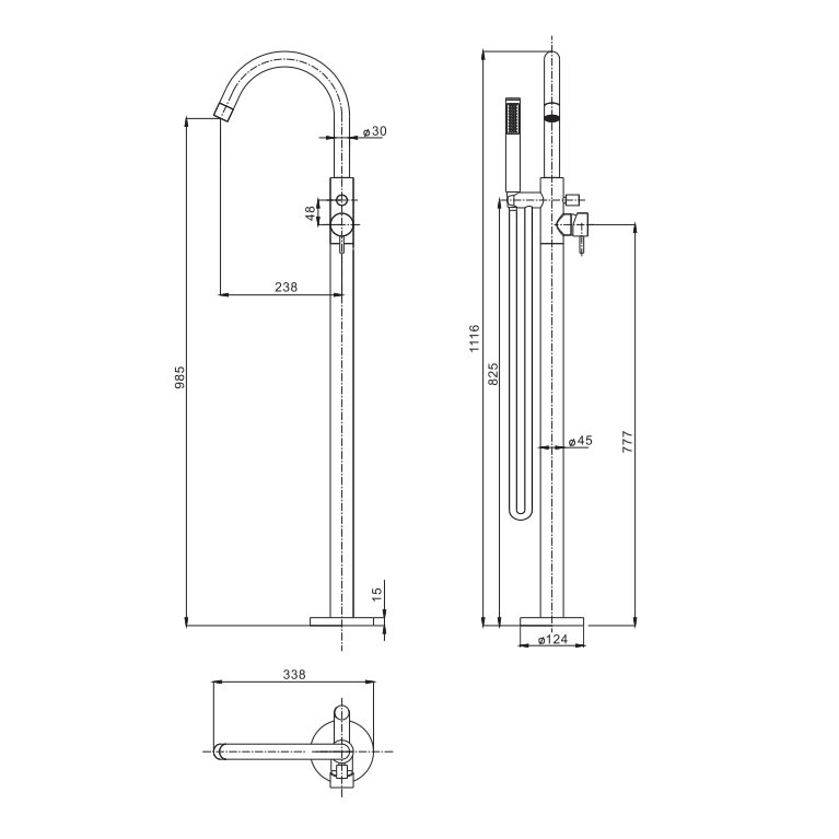 Crosswater MPRO Brushed Bronze Floorstanding Bath Shower Mixer ...