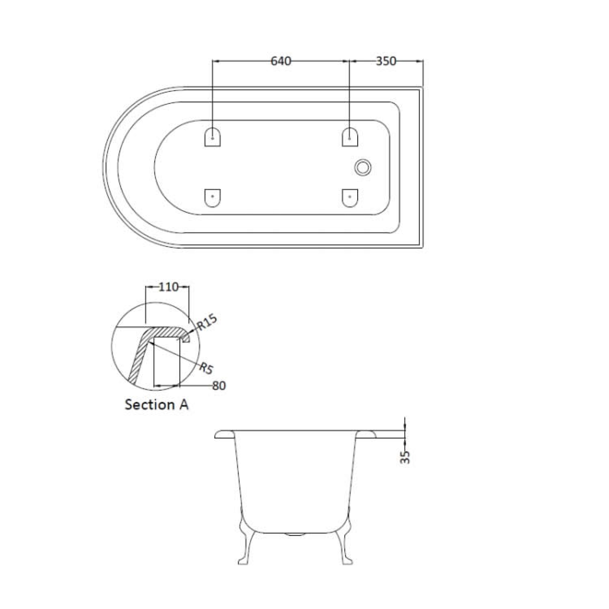 BC Designs 1500mm Tye Freestanding Shower Bath | Sanctuary