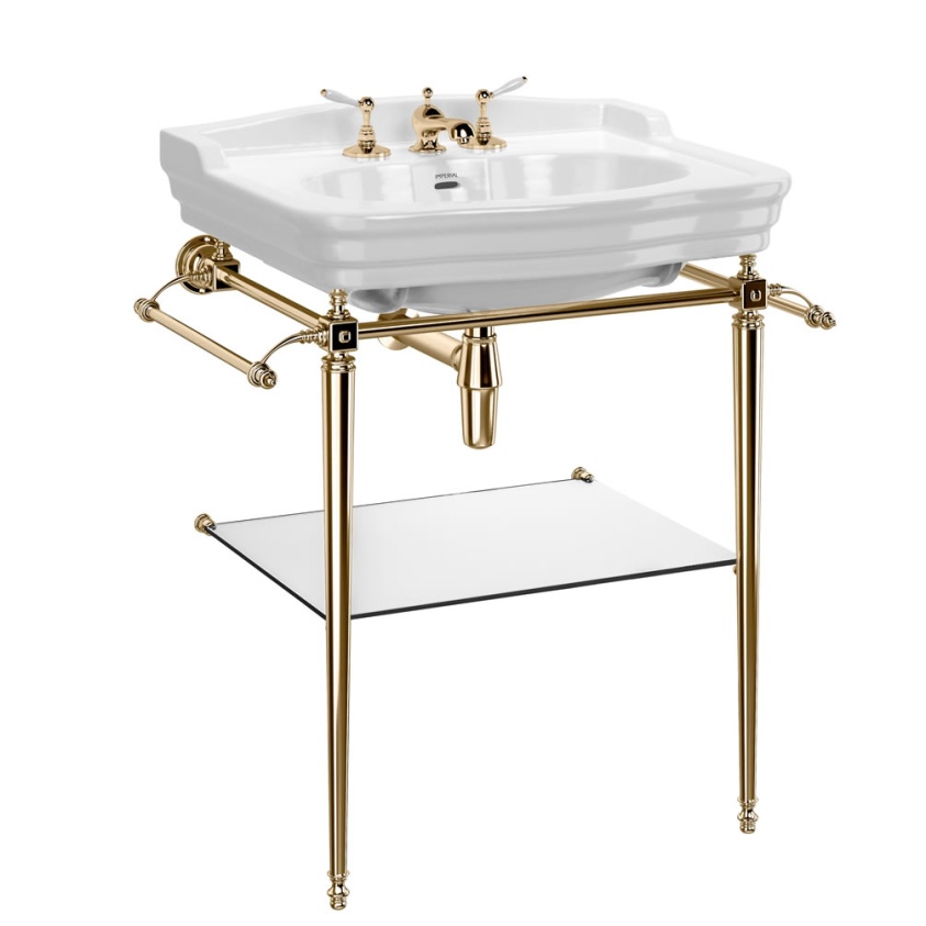 Imperial Regent 700mm Basin With Hampton Antique Gold Wash Stand ...